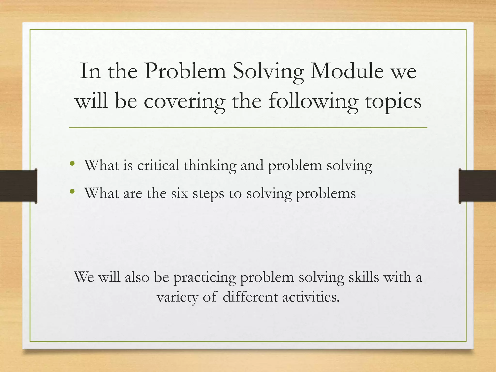 Ps session 1 introduction to problem solving | PPTX