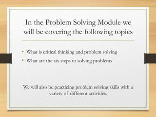 Ps session 1 introduction to problem solving | PPTX