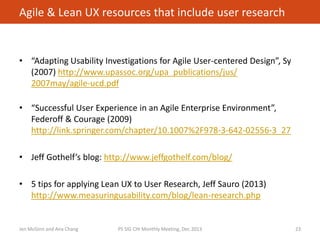 Talk to PS SIG CHI on Agile user research | PPT