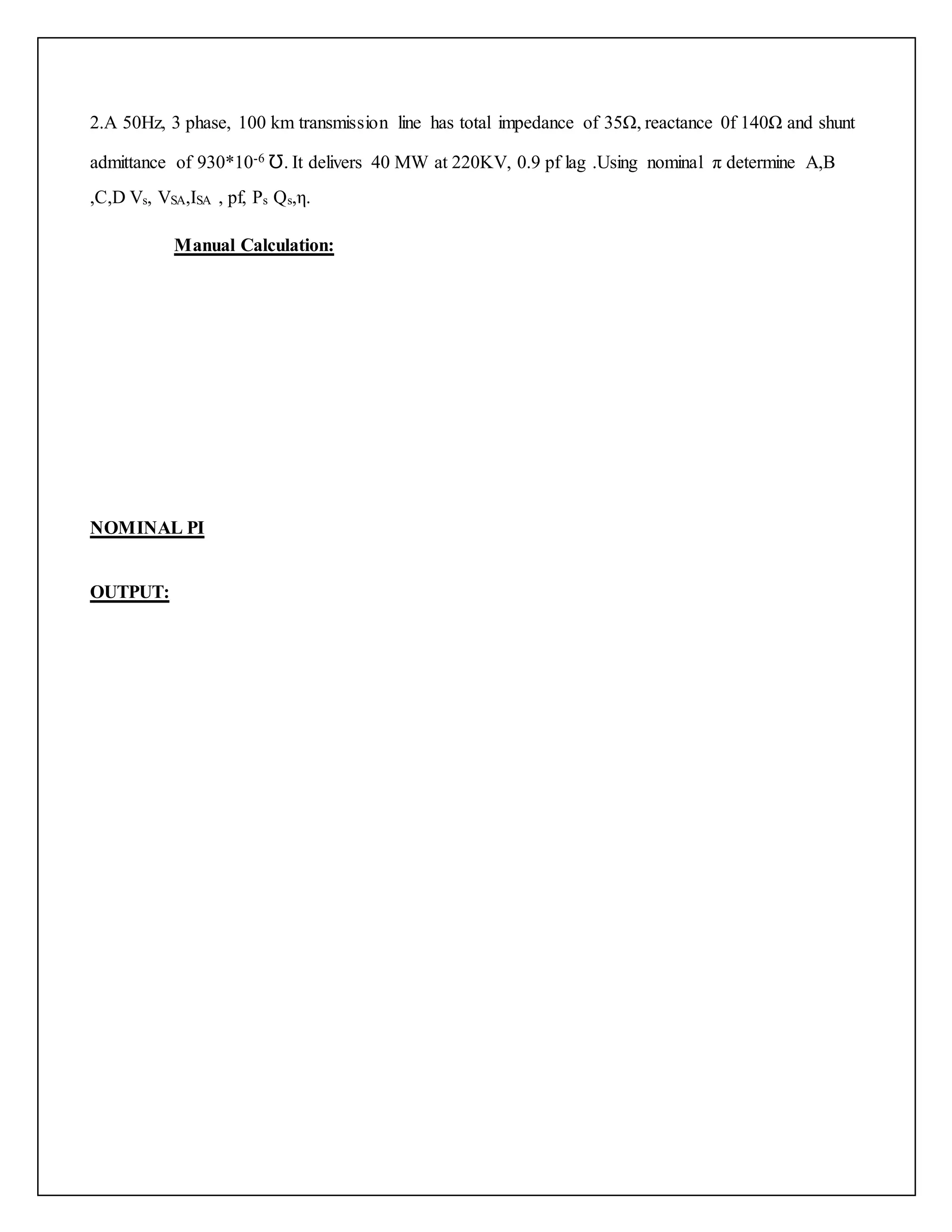 Power System Simulation Laboratory Manual | DOCX