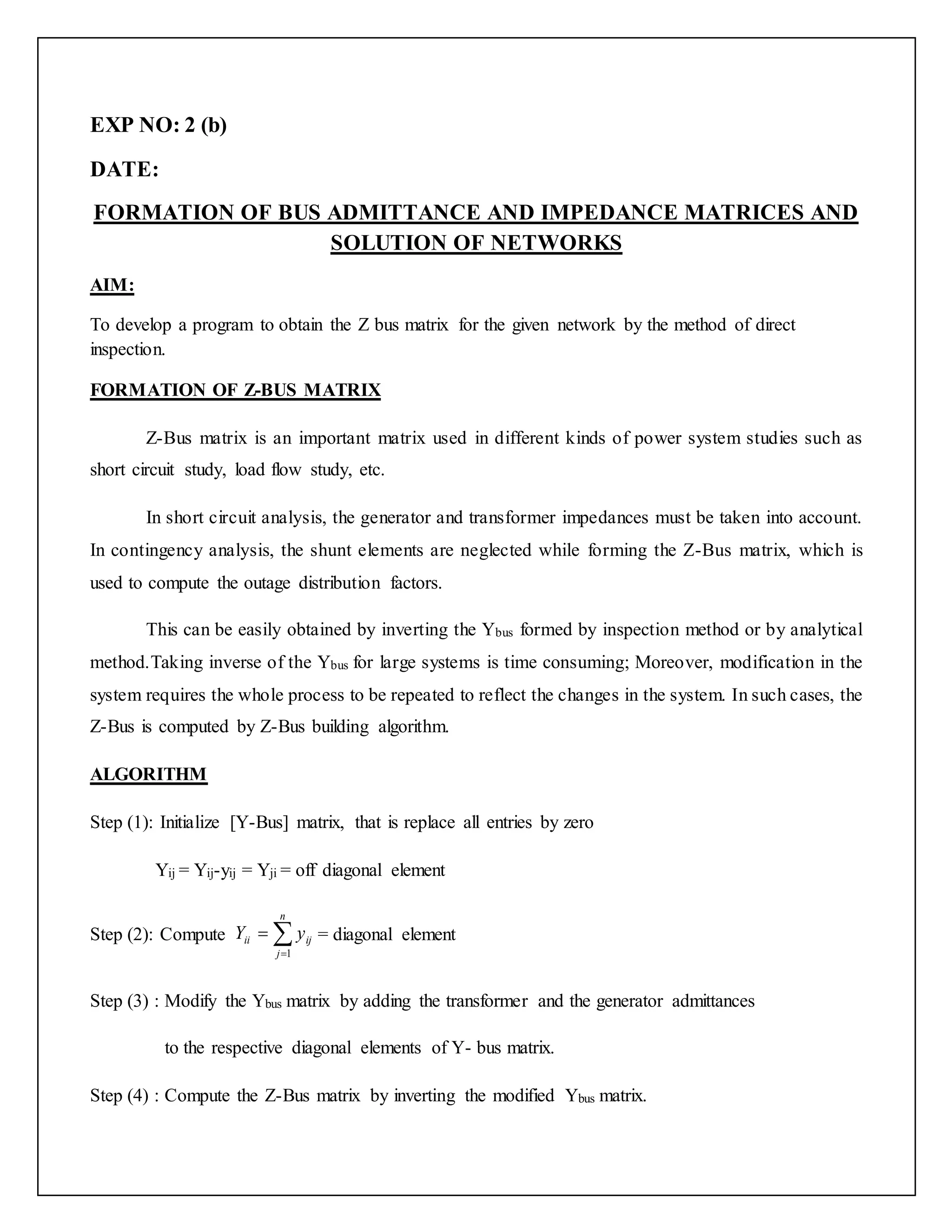Power System Simulation Laboratory Manual | DOCX