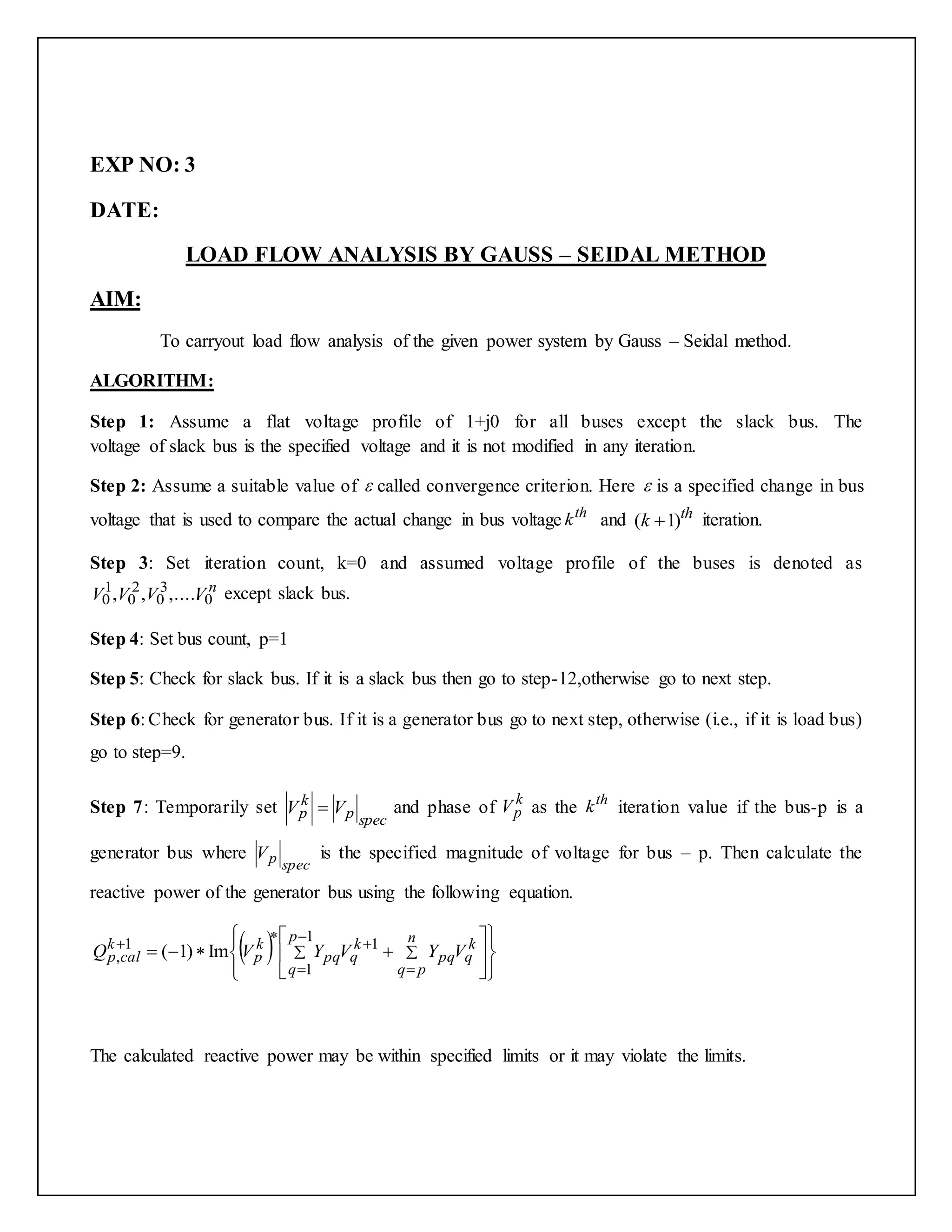Power System Simulation Laboratory Manual | DOCX