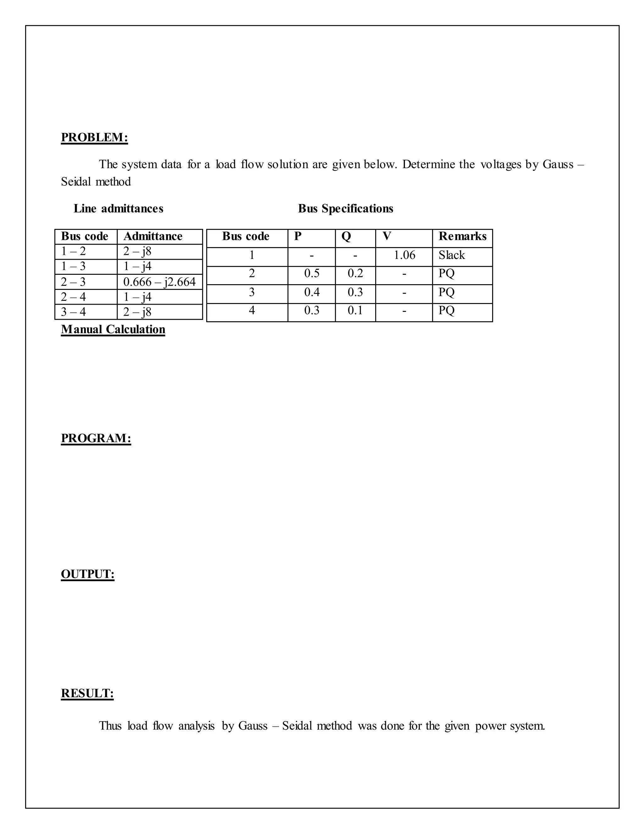 Power System Simulation Laboratory Manual | DOCX