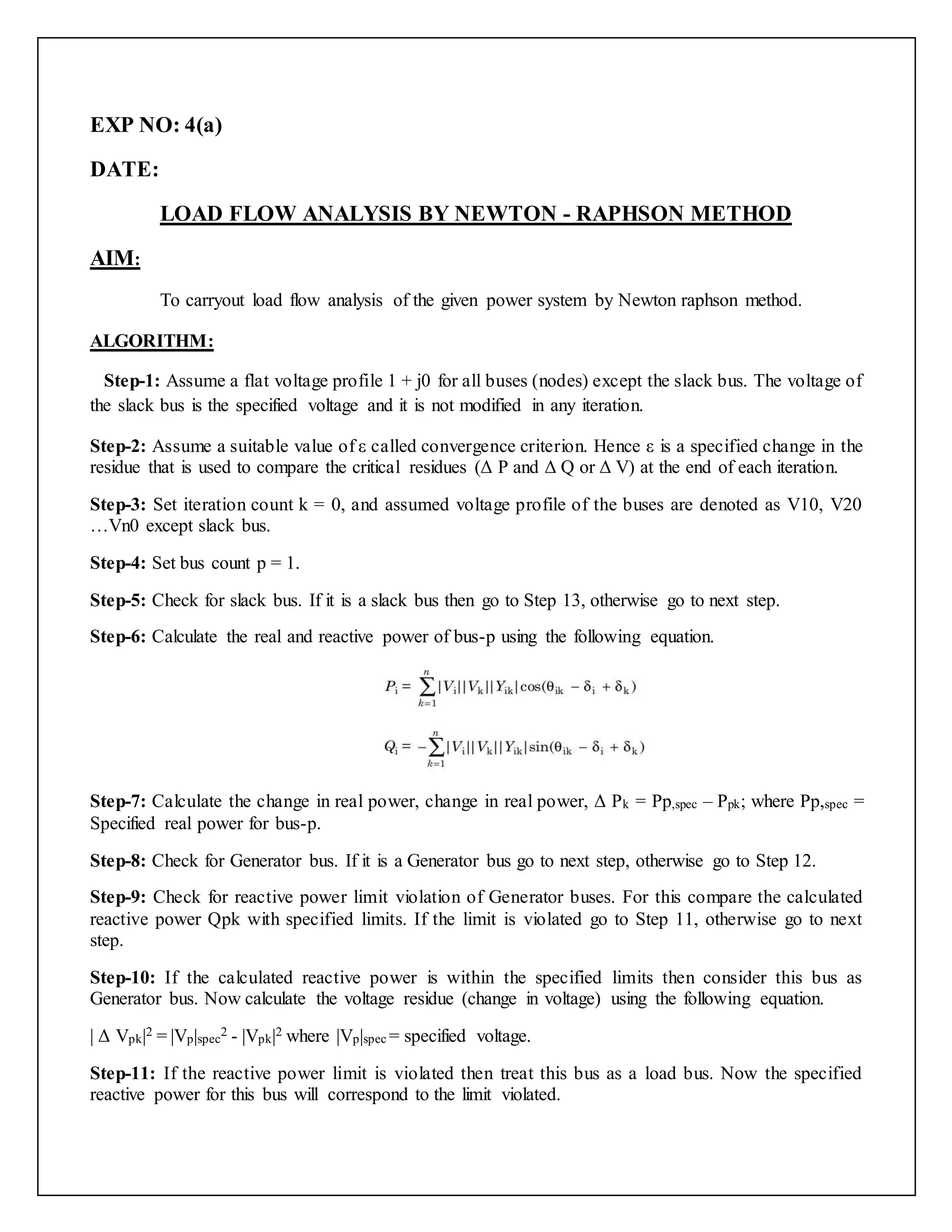 Power System Simulation Laboratory Manual Docx Computer Software And Applications Computing