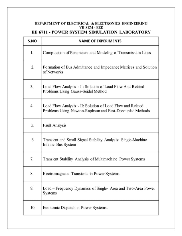 Power System Simulation Laboratory Manual | DOCX | Computer Software ...
