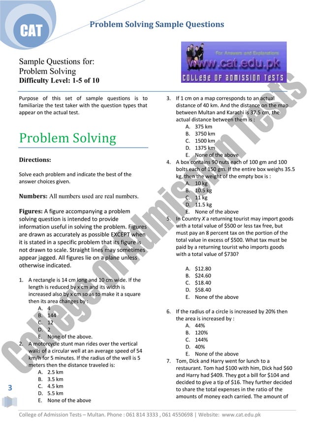 GAT NTS SAMPLE PAPERS MATERIAL PART 9 | PDF