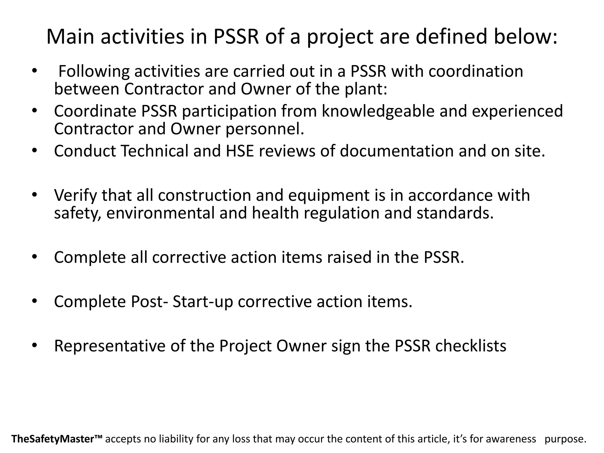 Prestartup Safety Review (PSSR) | PPTX