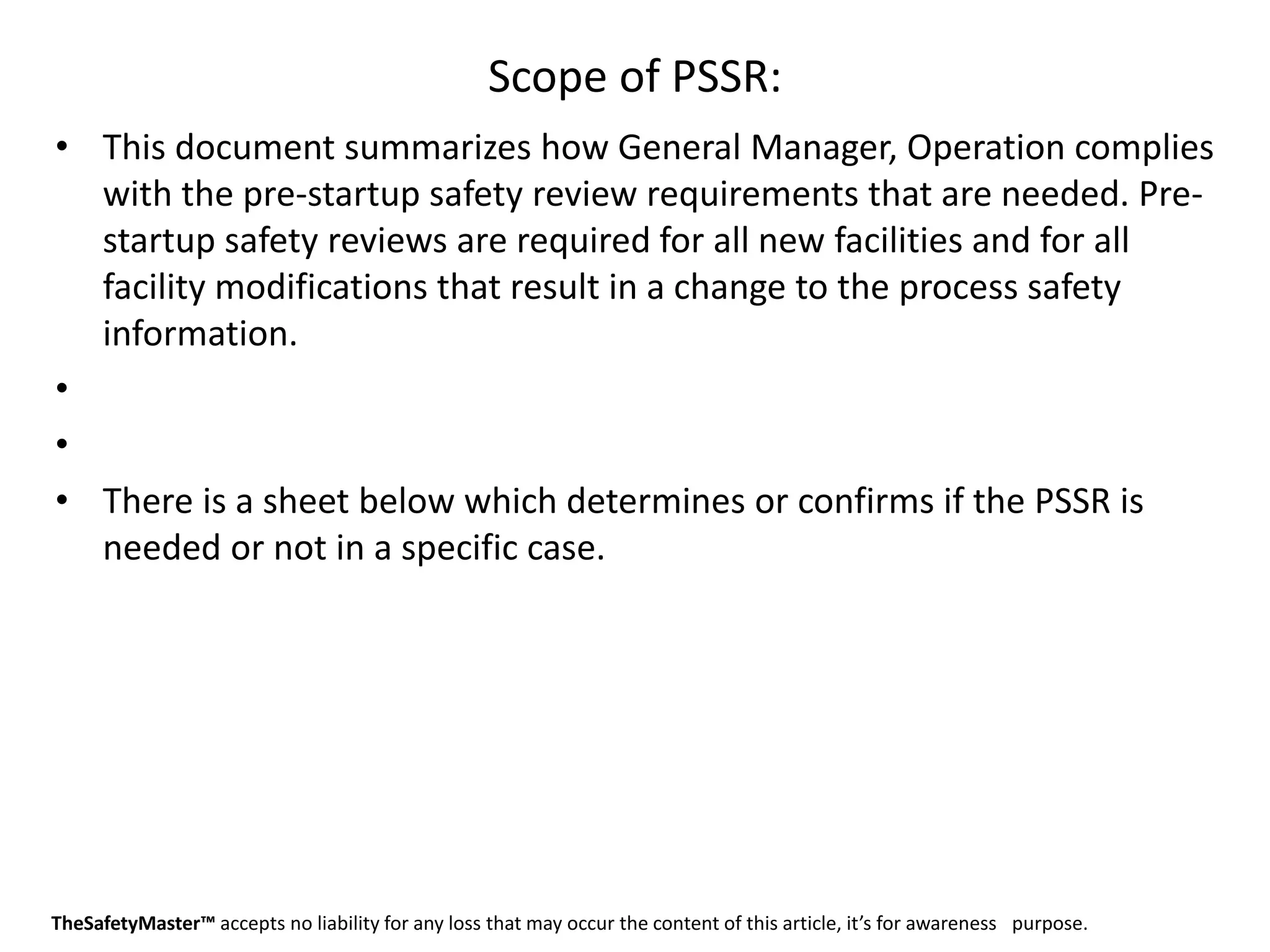 Prestartup Safety Review (PSSR) | PPTX