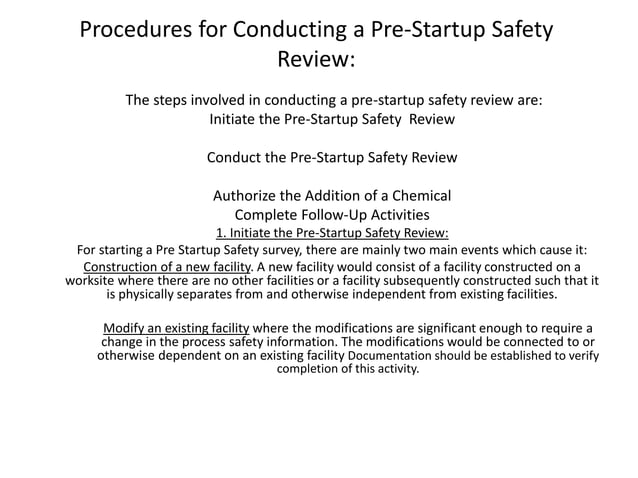 Prestartup Safety Review (PSSR) | PPTX