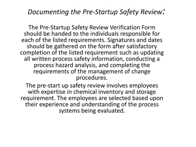 Prestartup Safety Review (PSSR) | PPTX