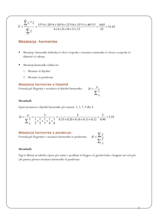 Mesataret algjebrike dhe të pozicionit në statistikë | PDF