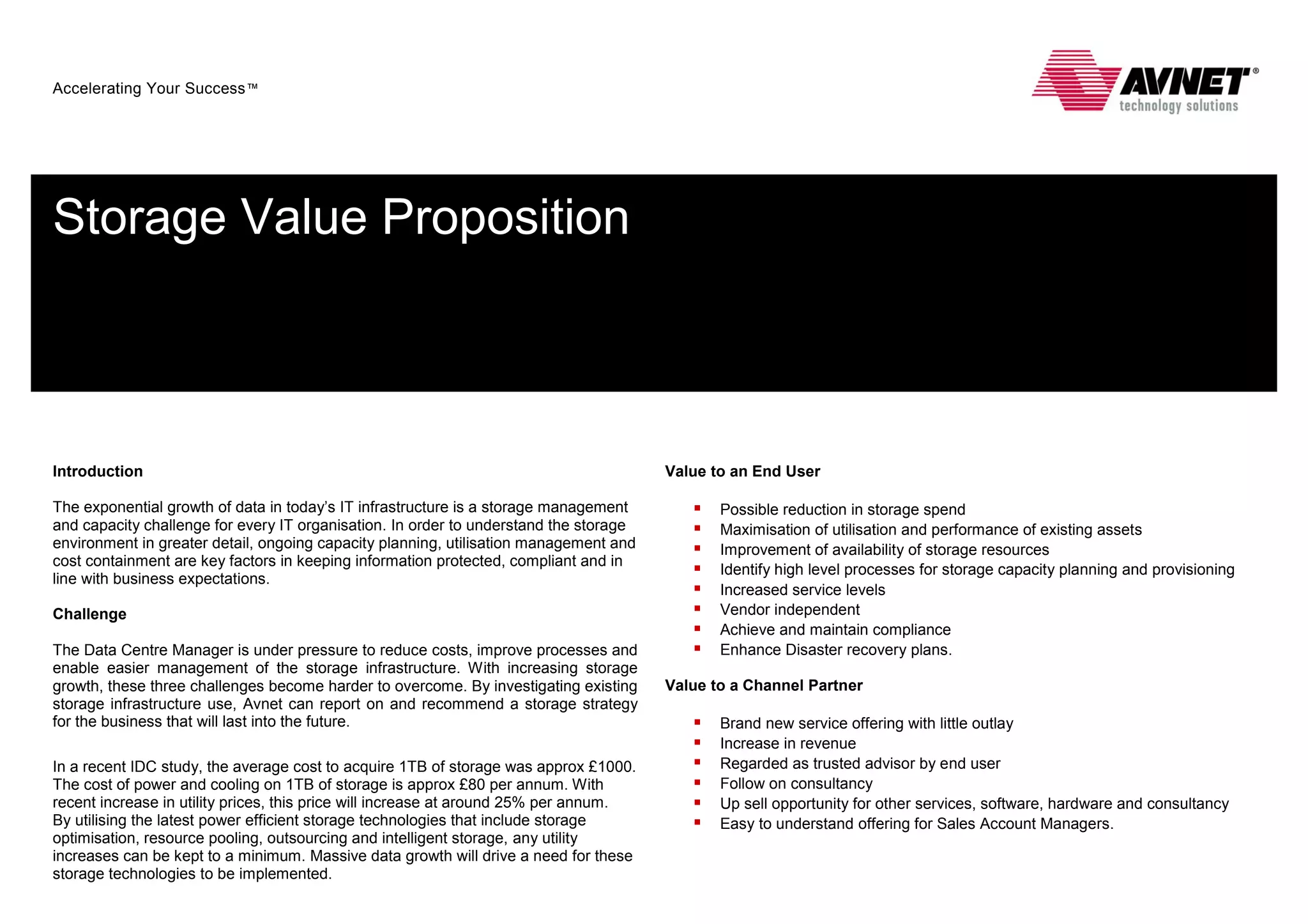 Assessment value proposition - Storage | PDF