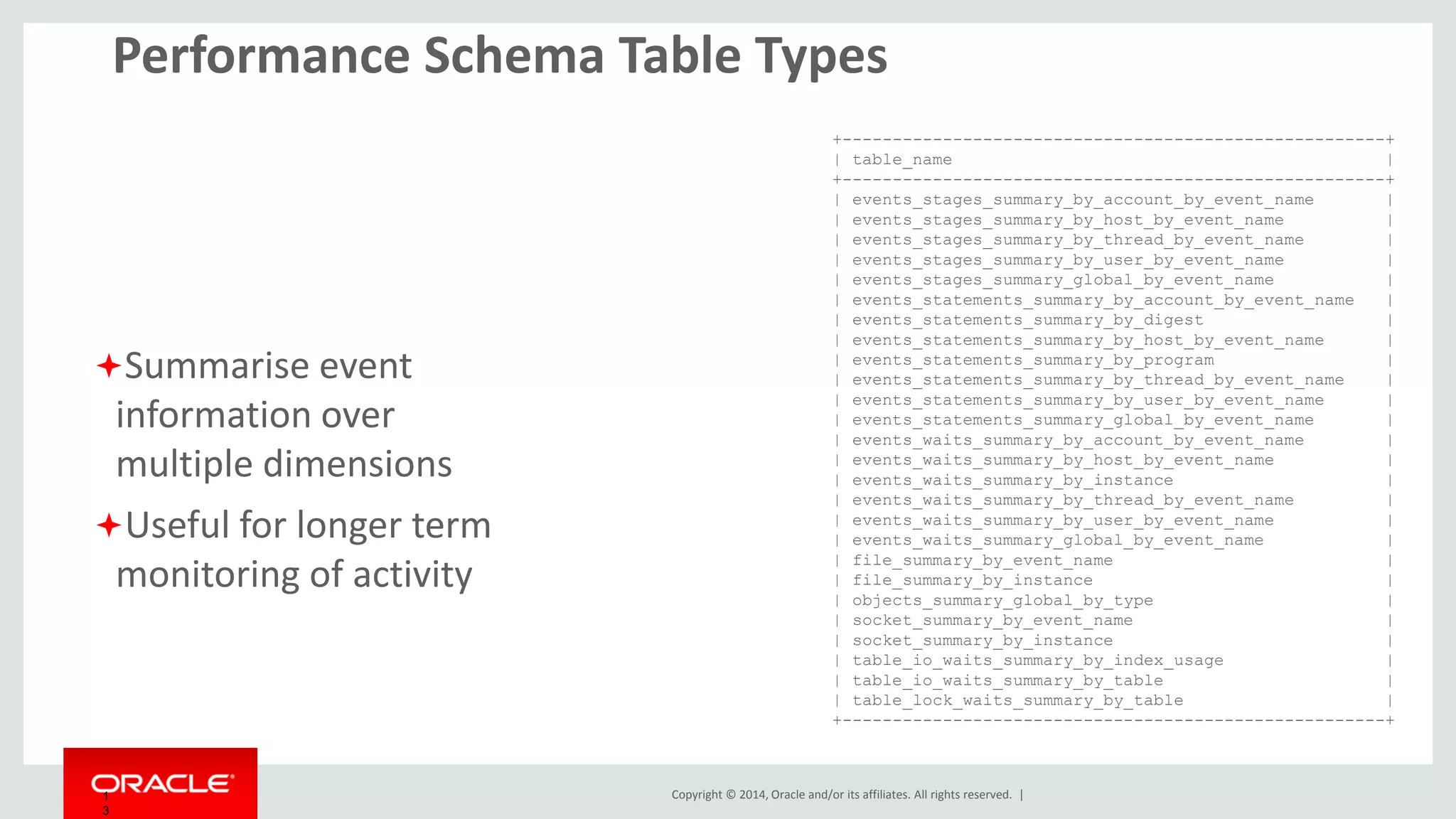 MySQL's Performance Schema, SYS Schema and Workbench Integration | PDF