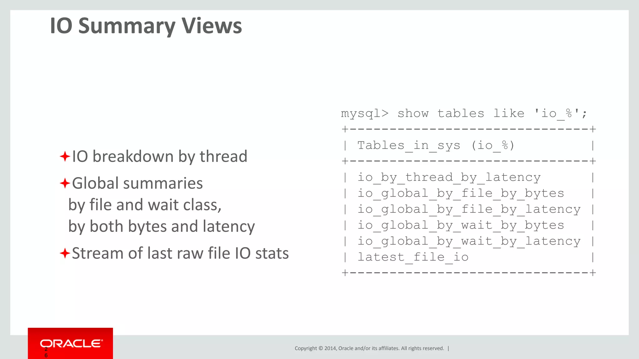 MySQL's Performance Schema, SYS Schema and Workbench Integration | PDF