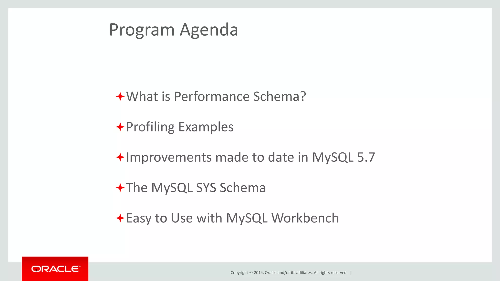 MySQL's Performance Schema, SYS Schema and Workbench Integration | PDF