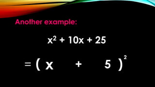 Factoring Perfect Square Trinomial | PPT