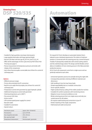 Dr. Fritsch Powder Shaping Technologies English Catalogue | PDF