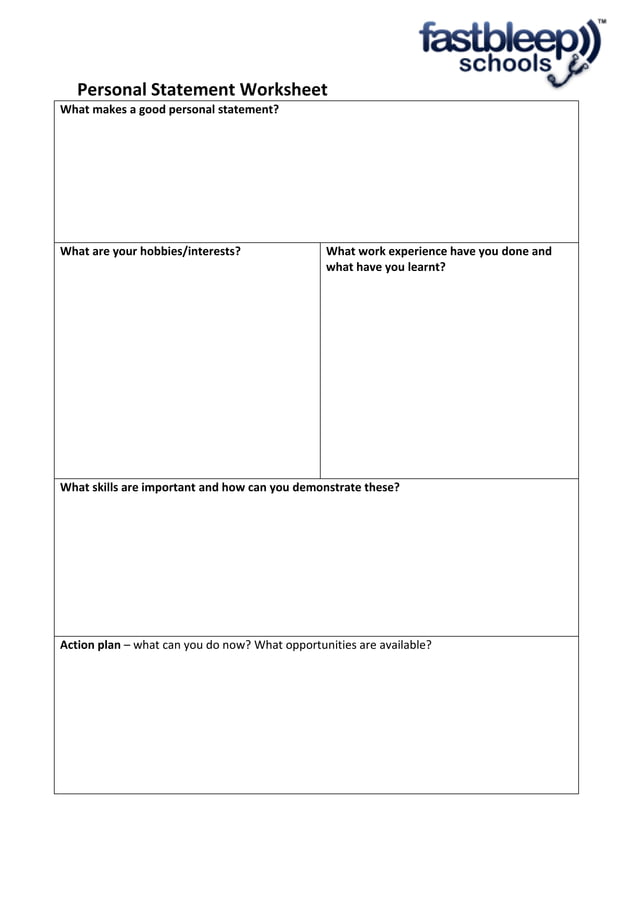 Personal Statement Worksheet | PDF