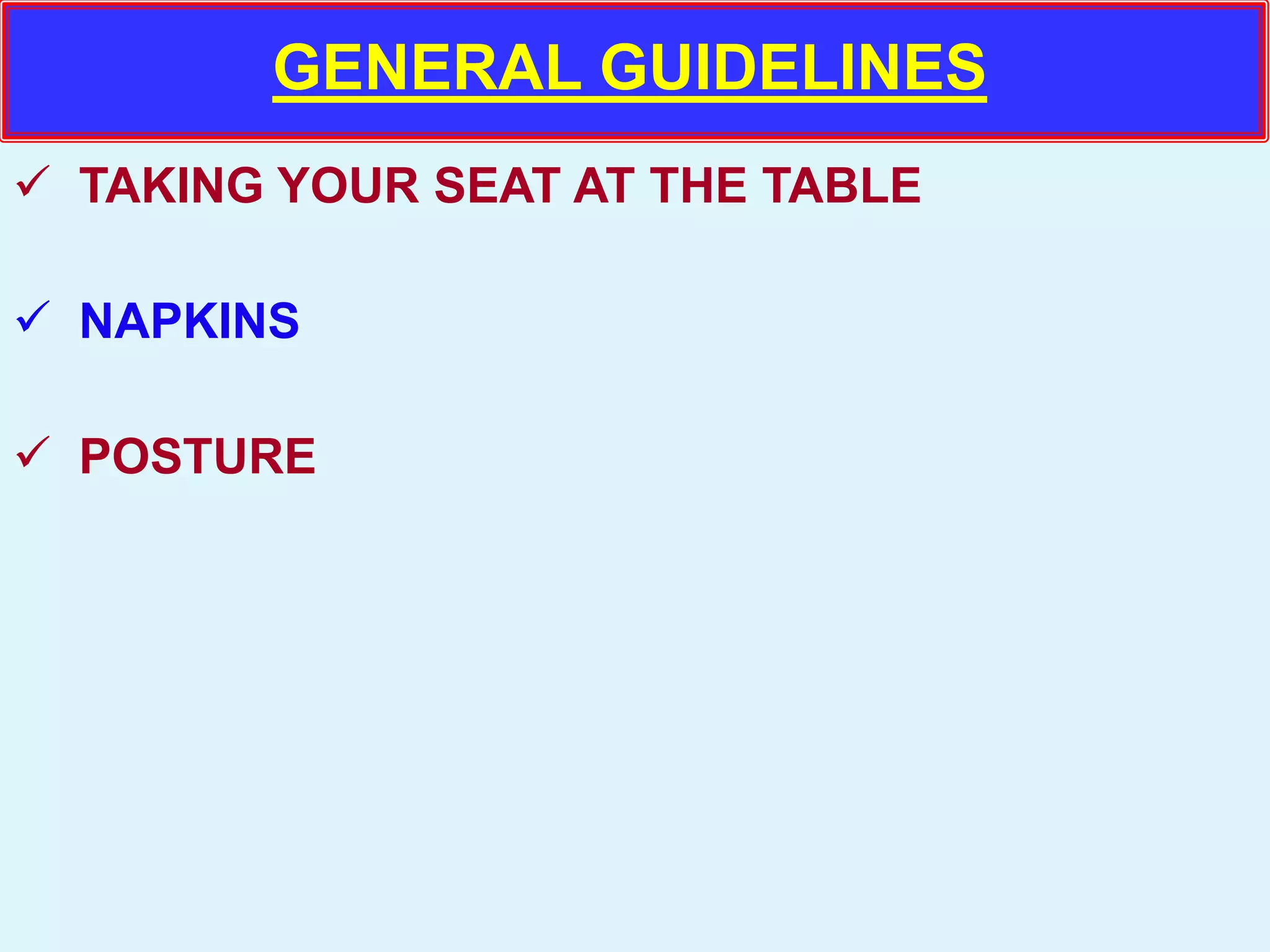 Mess etiquette and Table Manners | PPTX