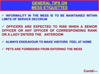 Mess etiquette and Table Manners | PPTX