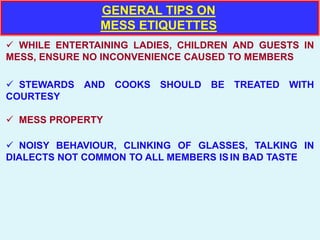 Mess etiquette and Table Manners | PPTX