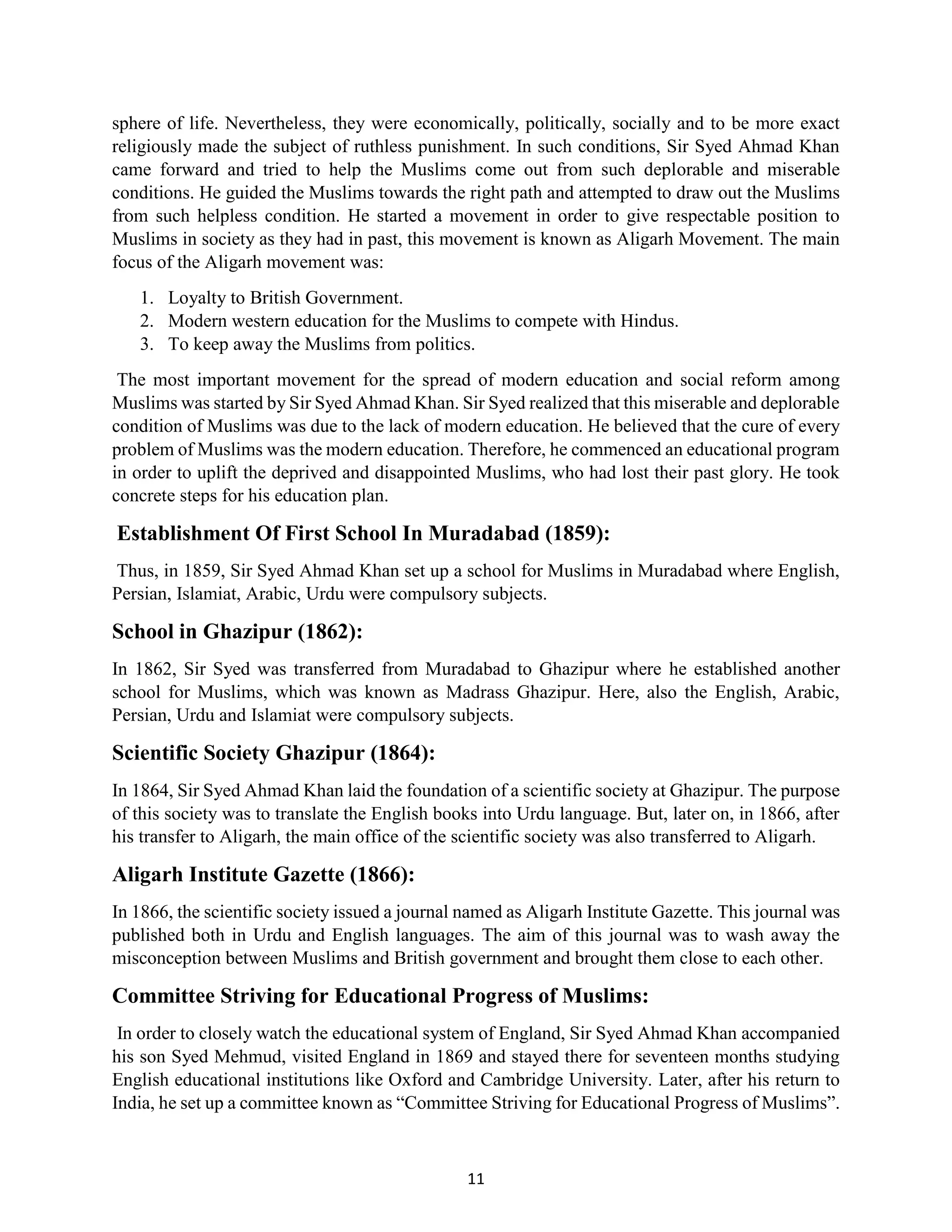 Sir Syed Ahmed Khan & Aligarh Movement | DOCX