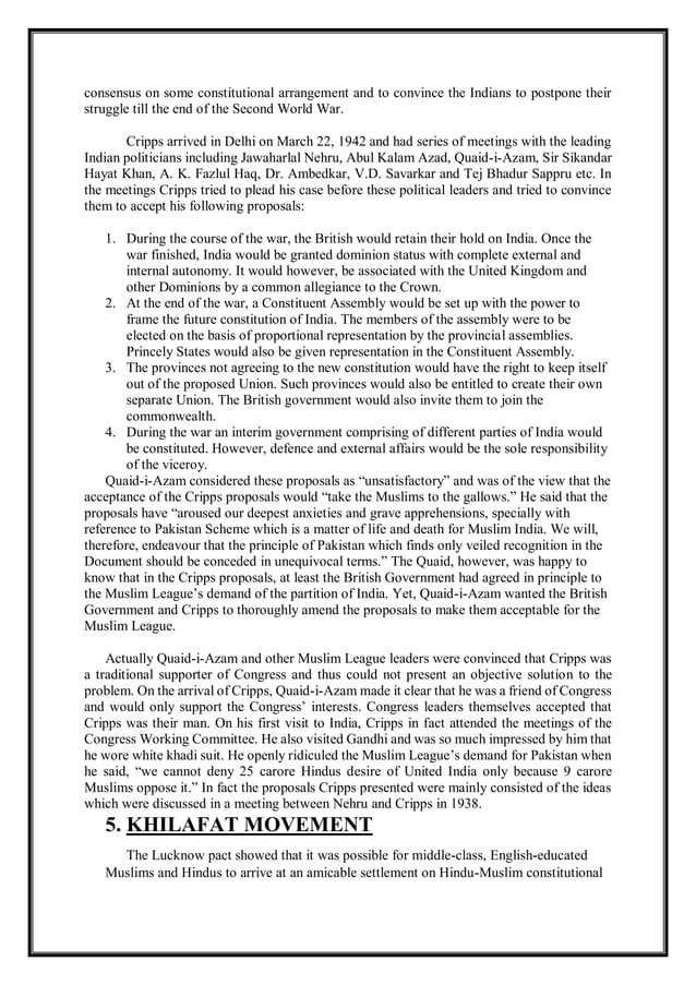 Short note Lahore Resolution or Pakistan Resolution 1940, Delhi ...