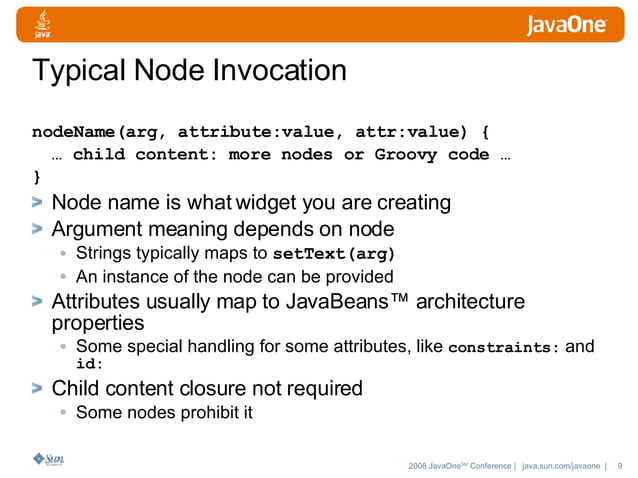 JavaOne TS-5098 Groovy SwingBuilder | PPT | Web Development | Internet
