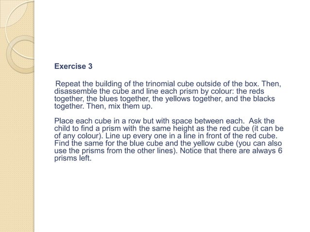 Pstti montessori method trinomial cube | PPTX | Education