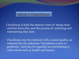 Pstti teaching cleanliness to a child | PPT