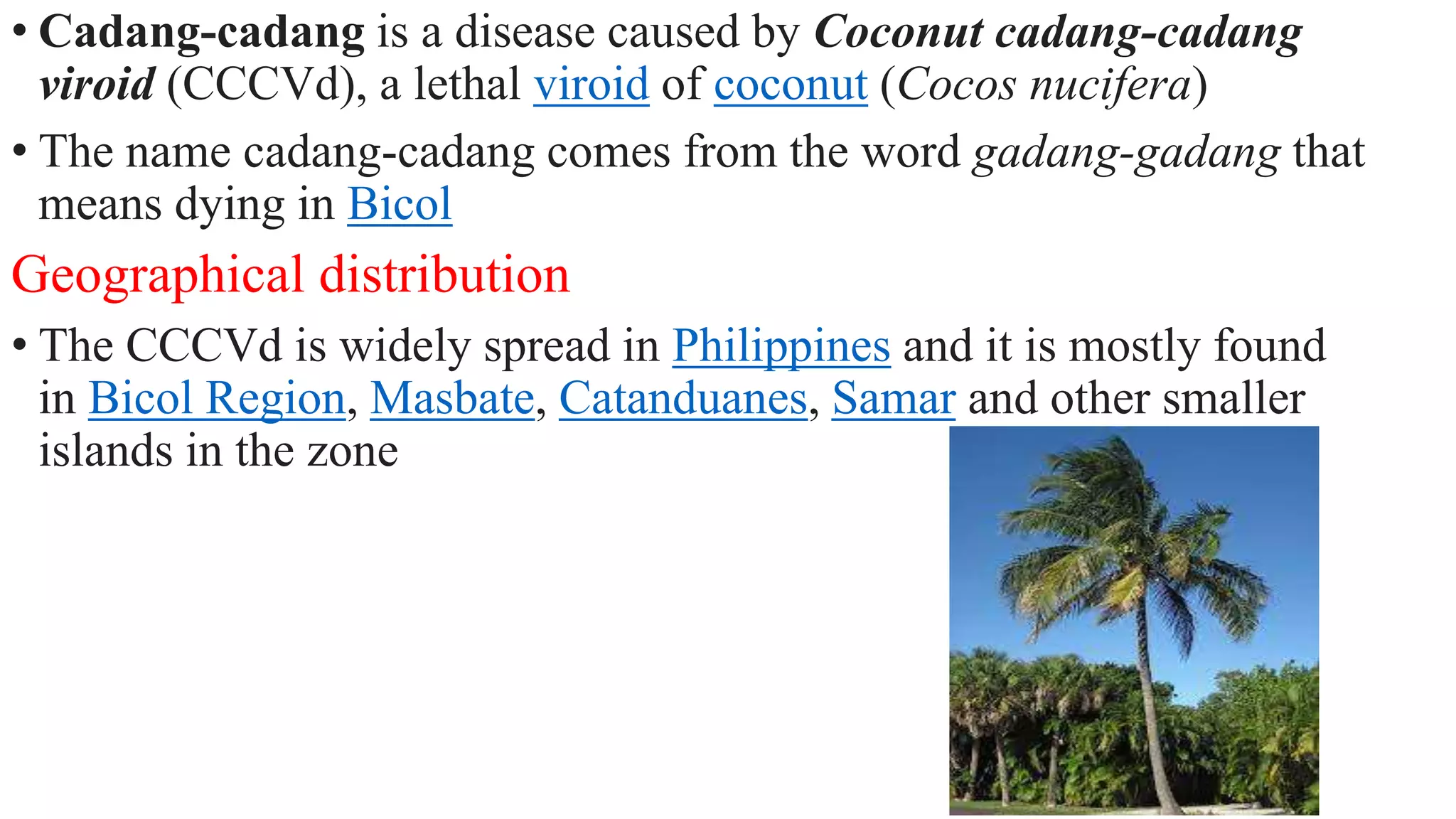 viroid diseases (potato spindle tuber viroid disease),coconut cadang ...