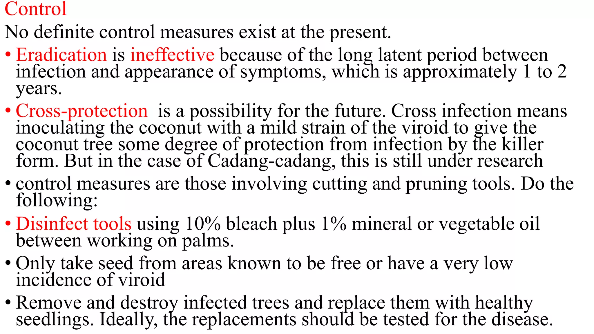 viroid diseases (potato spindle tuber viroid disease),coconut cadang ...
