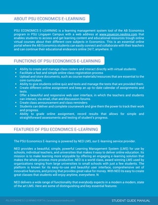 PSU Economics E-learning Guide for Students | PDF