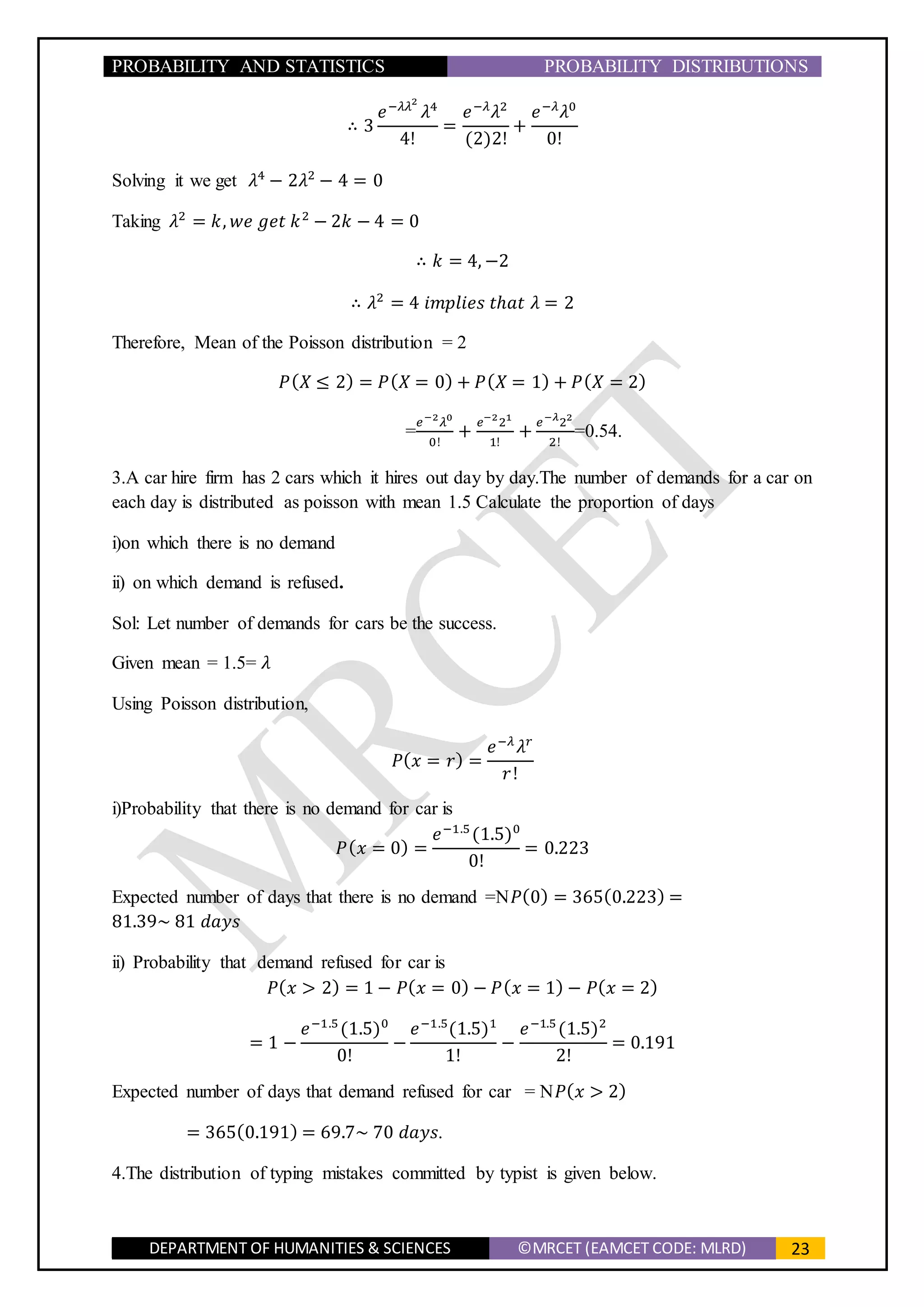 Probability and Statistics | DOCX