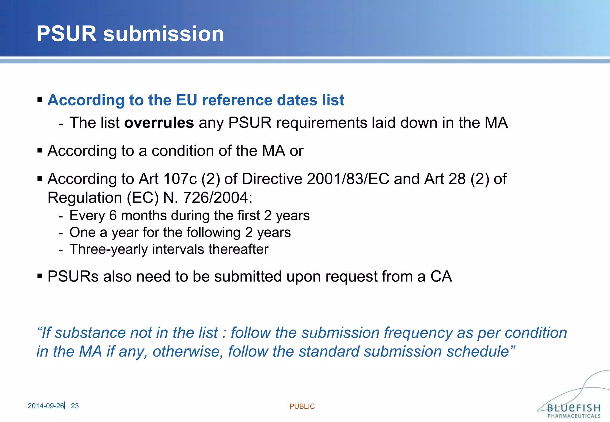 General principles of Periodic Safety Update Reports(PSUR)Psur by Julia ...