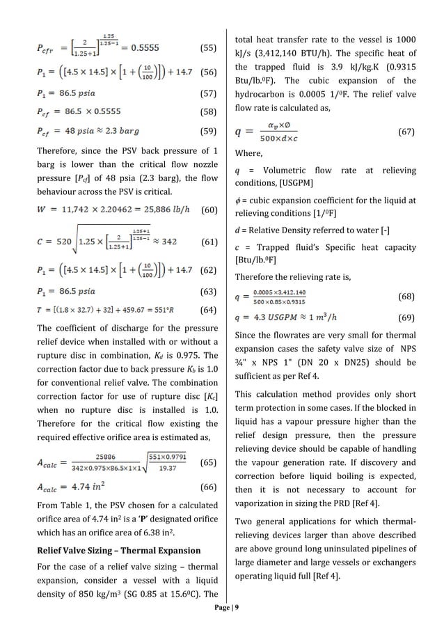 Pressure Safety Valve Sizing - API 520/521/526 | PDF