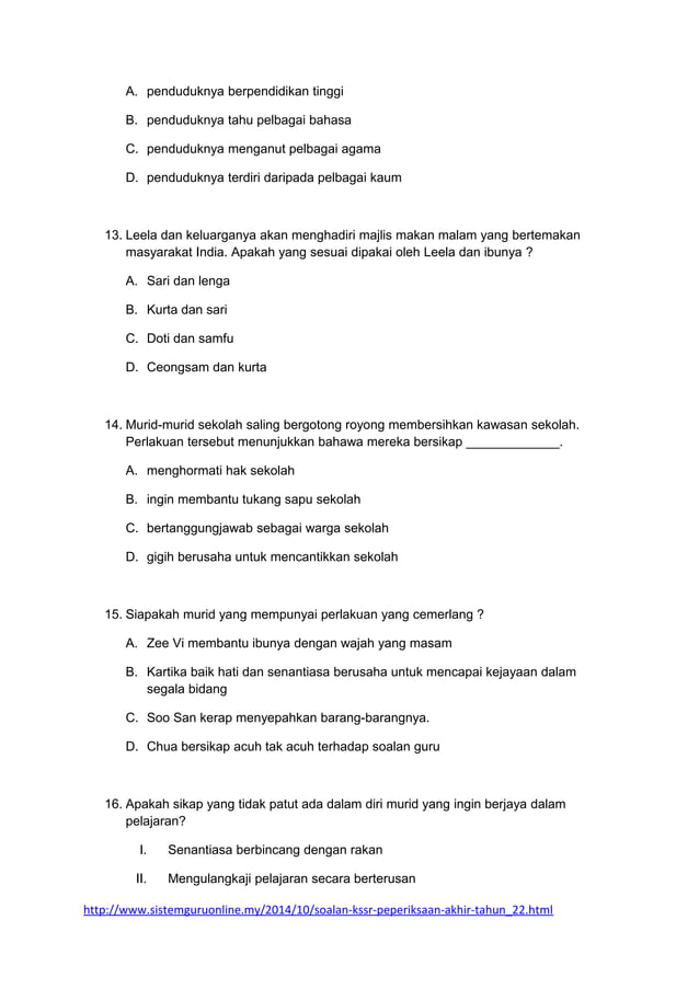 Soalan Pendidikan Seni Visual Tahun 4 | DOC