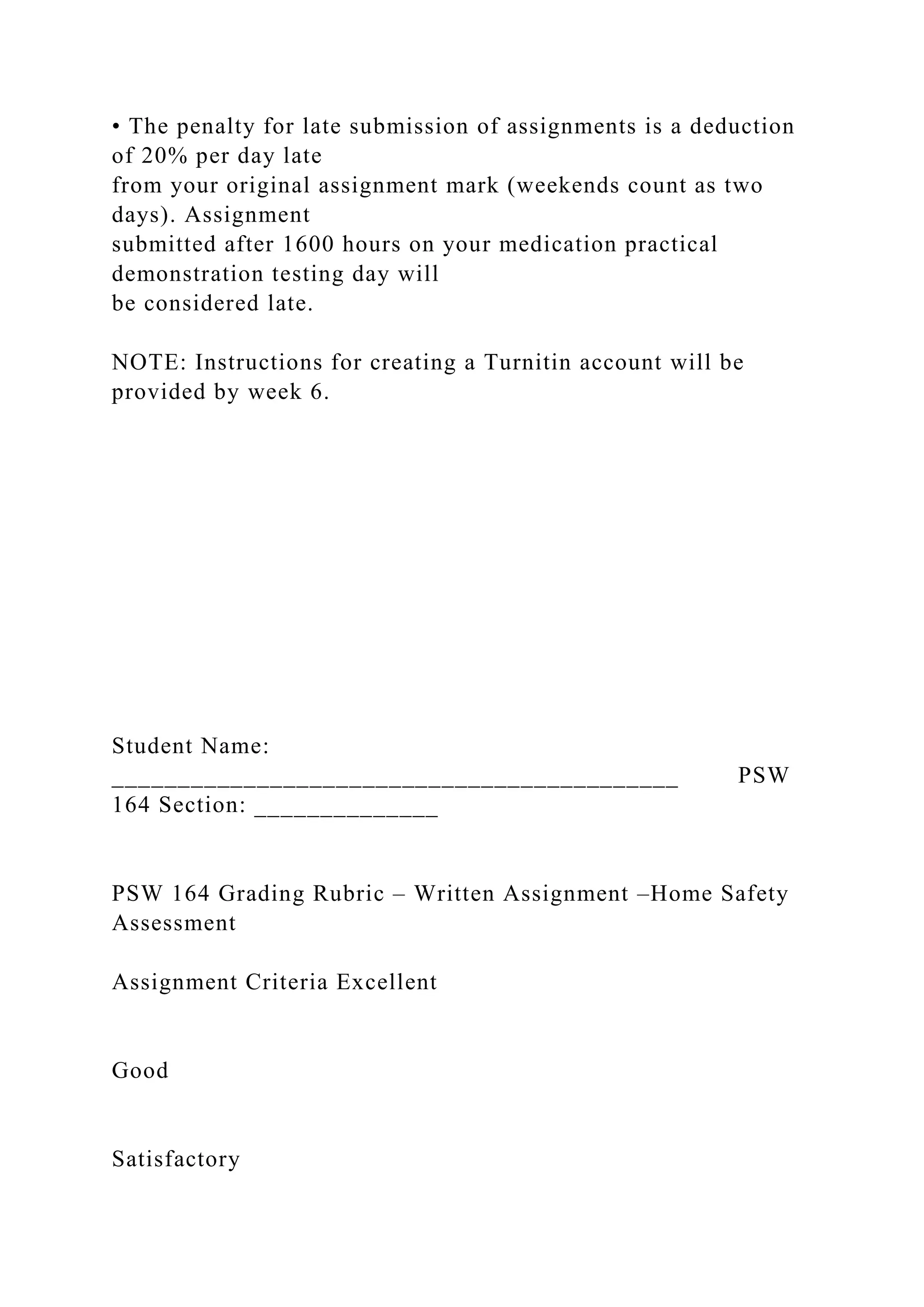 PSW 164 Written Home Safety Assessment (due week 8) Th.docx