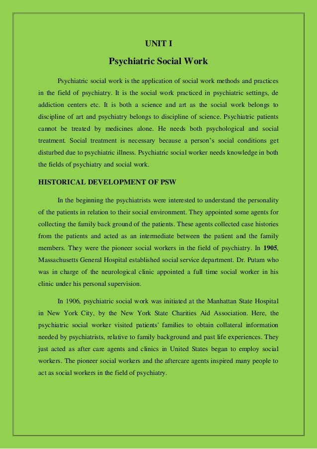 Psychiatric Social Work (PSW)