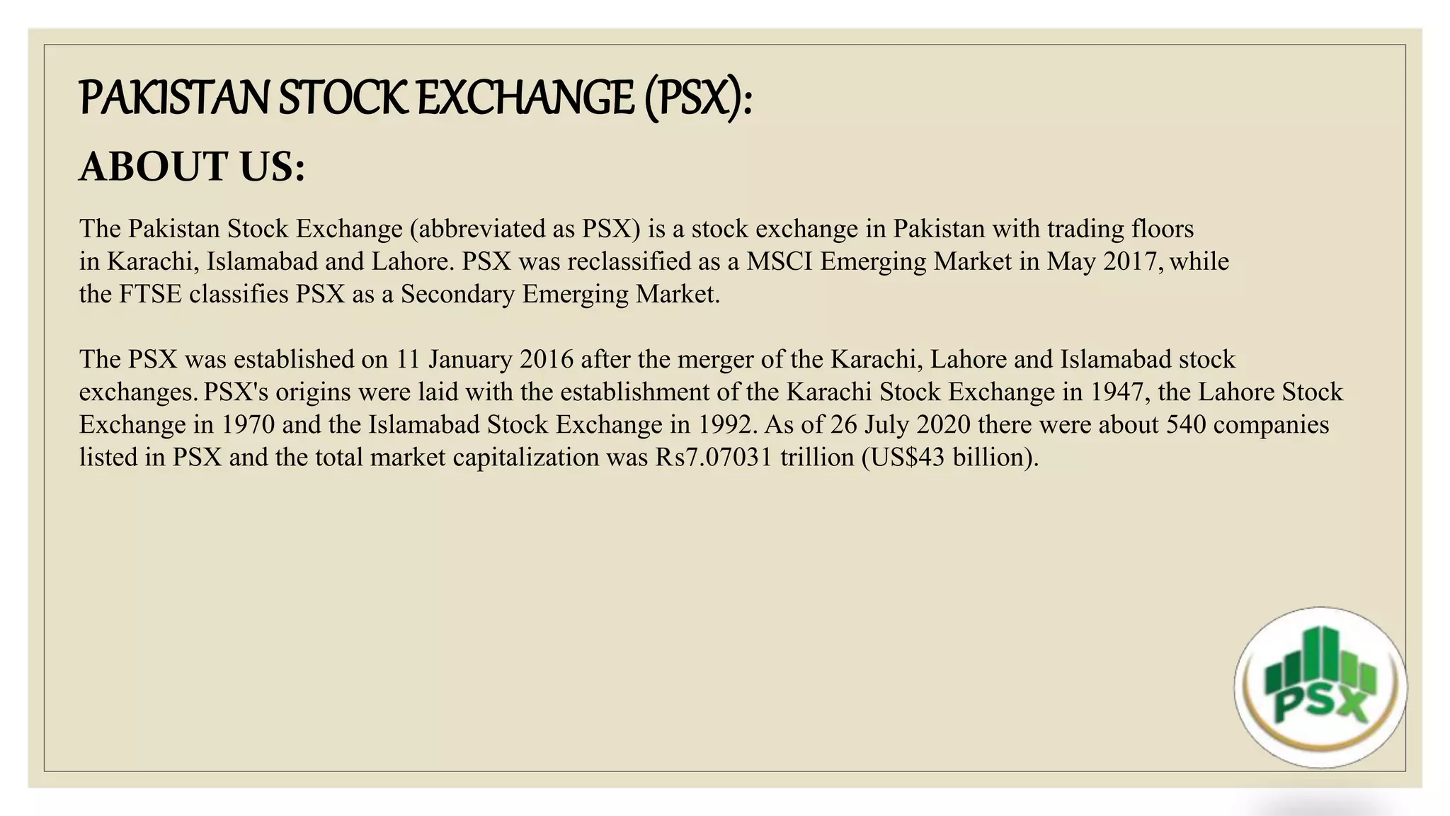 Pakistan Stock Exchange (PSX) | PPTX