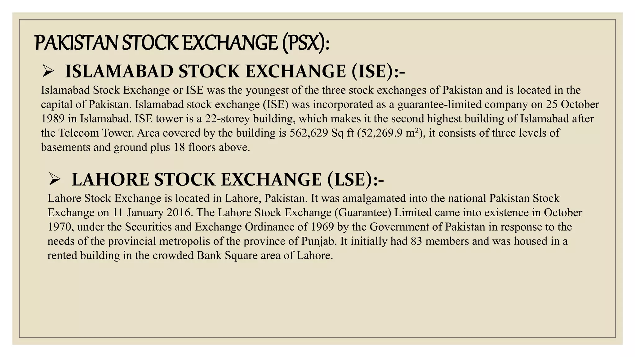 Pakistan Stock Exchange (PSX) | PPTX