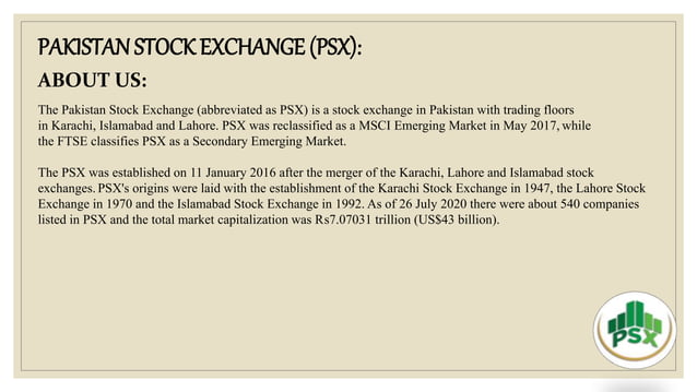 Pakistan Stock Exchange (PSX) | PPTX