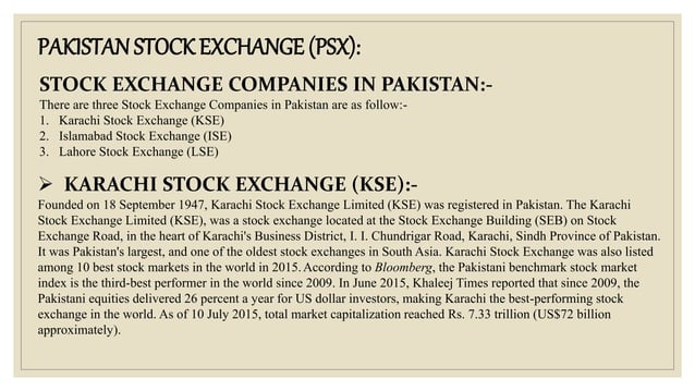 Pakistan Stock Exchange (PSX) | PPTX