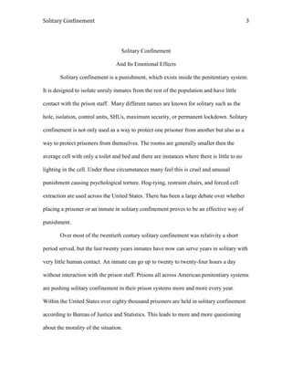 Solitary Confinemnet | DOCX | Bereavement | Family and Relationships