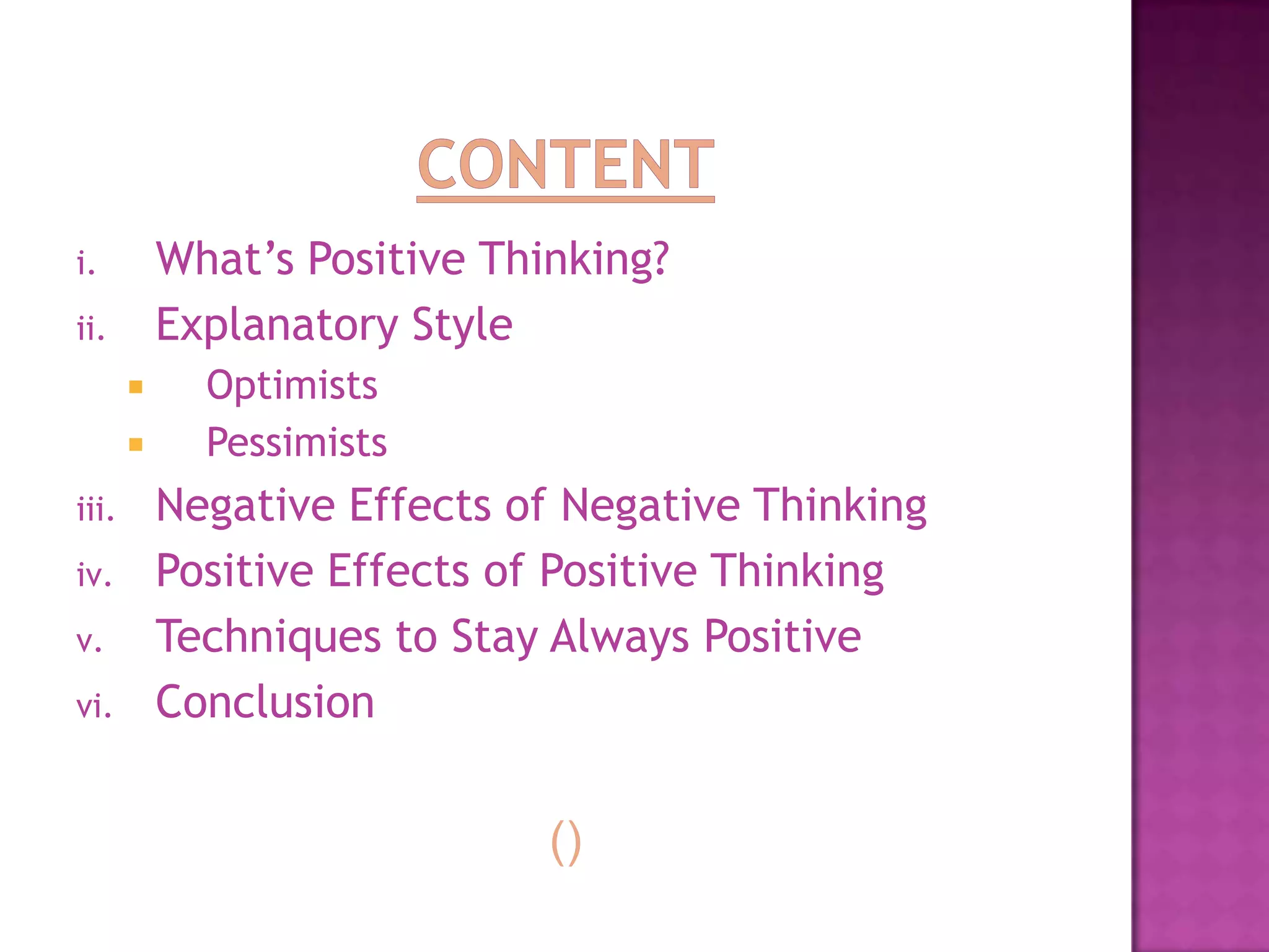 Psy 101 positive thinking | PPT