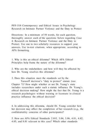 PSY-510 Contemporary and Ethical Issues in PsychologyResearc | PDF