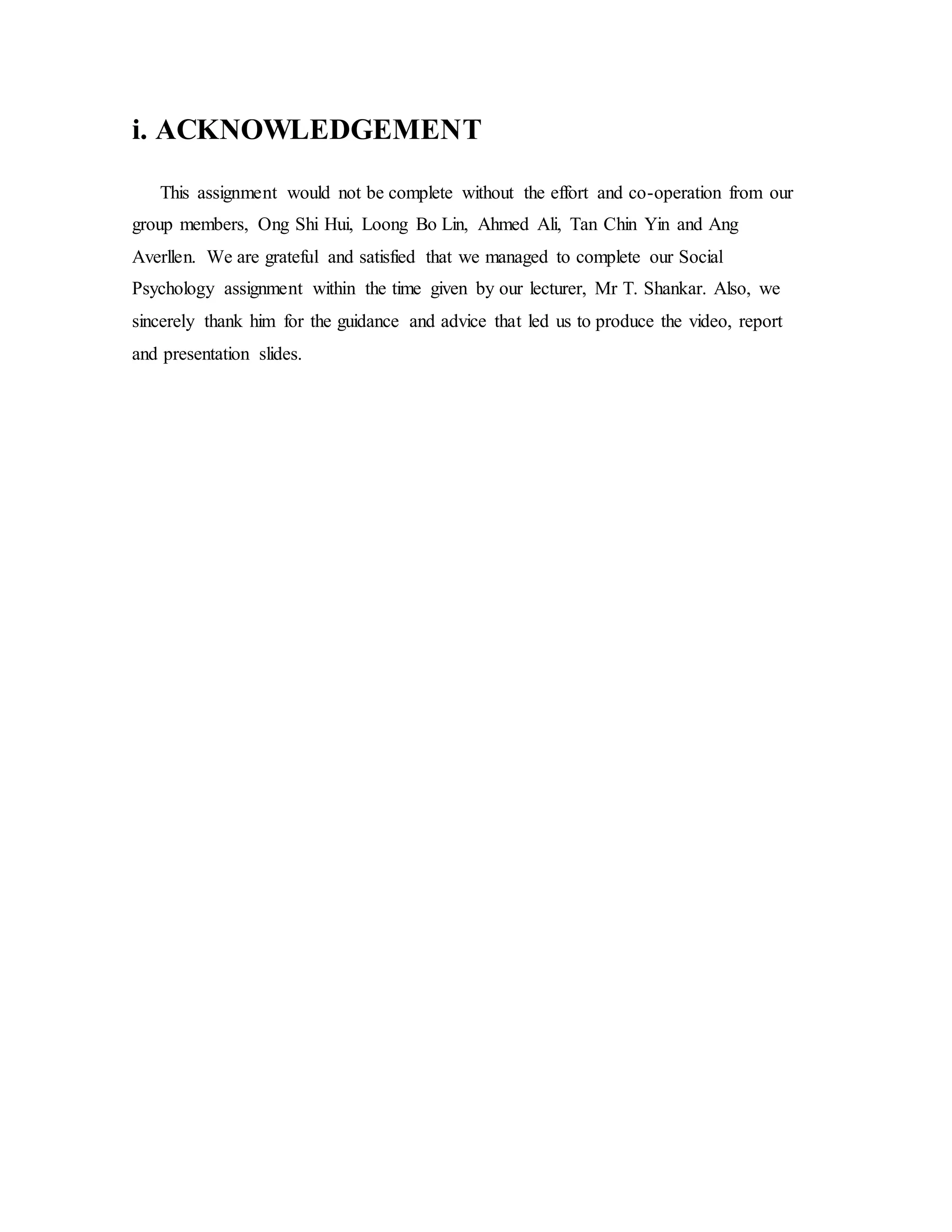 Social Psychology Assignment 3 Report | DOCX