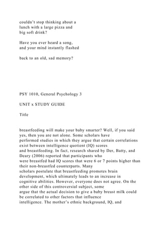 PSY 1010, General Psychology 1 Course Learning Out.docx