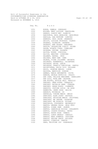 ROLL of SUCCESSFUL BOARD PASSERS 2014 BLEPP | PDF