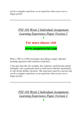 PSY 103 Enhance teaching - snaptutorial.com